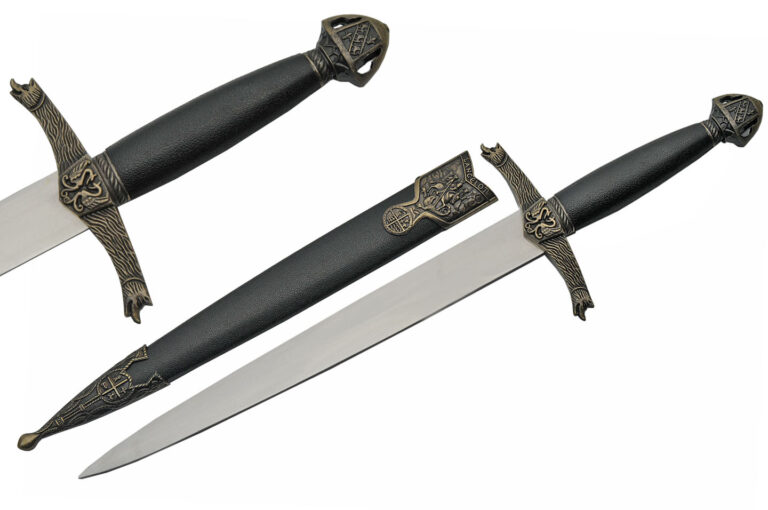 Medieval Lancelot Stainless Steel Blade | Black Handle 15.5 inch Dagger ...