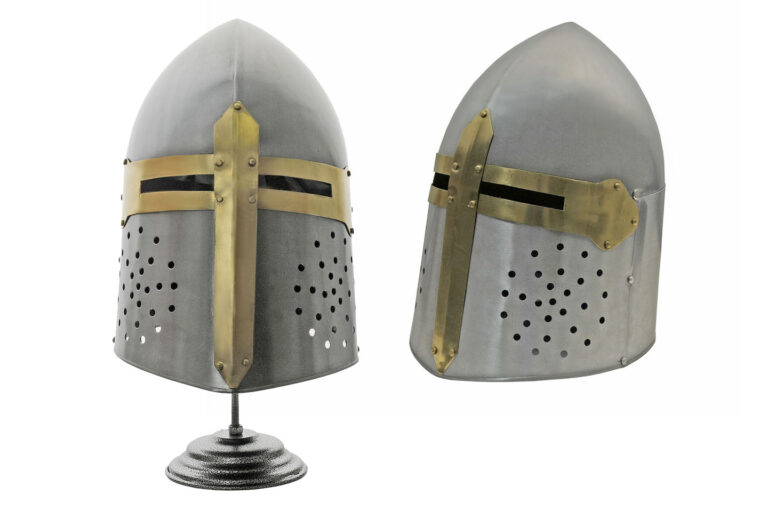 DECORATIVE BARREL HELM CRUSADER HELMET WITH STAND - Rogue Armor USA