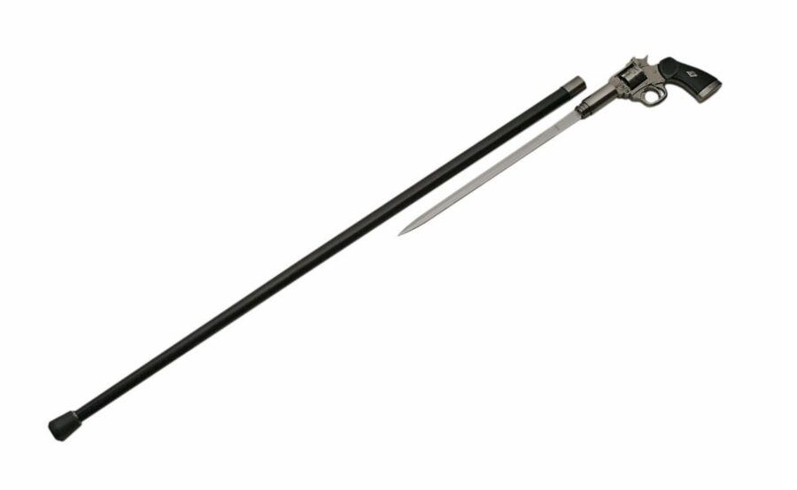 38″ Metal Gun Sword Cane Stainless Steel Blade Metal Handle