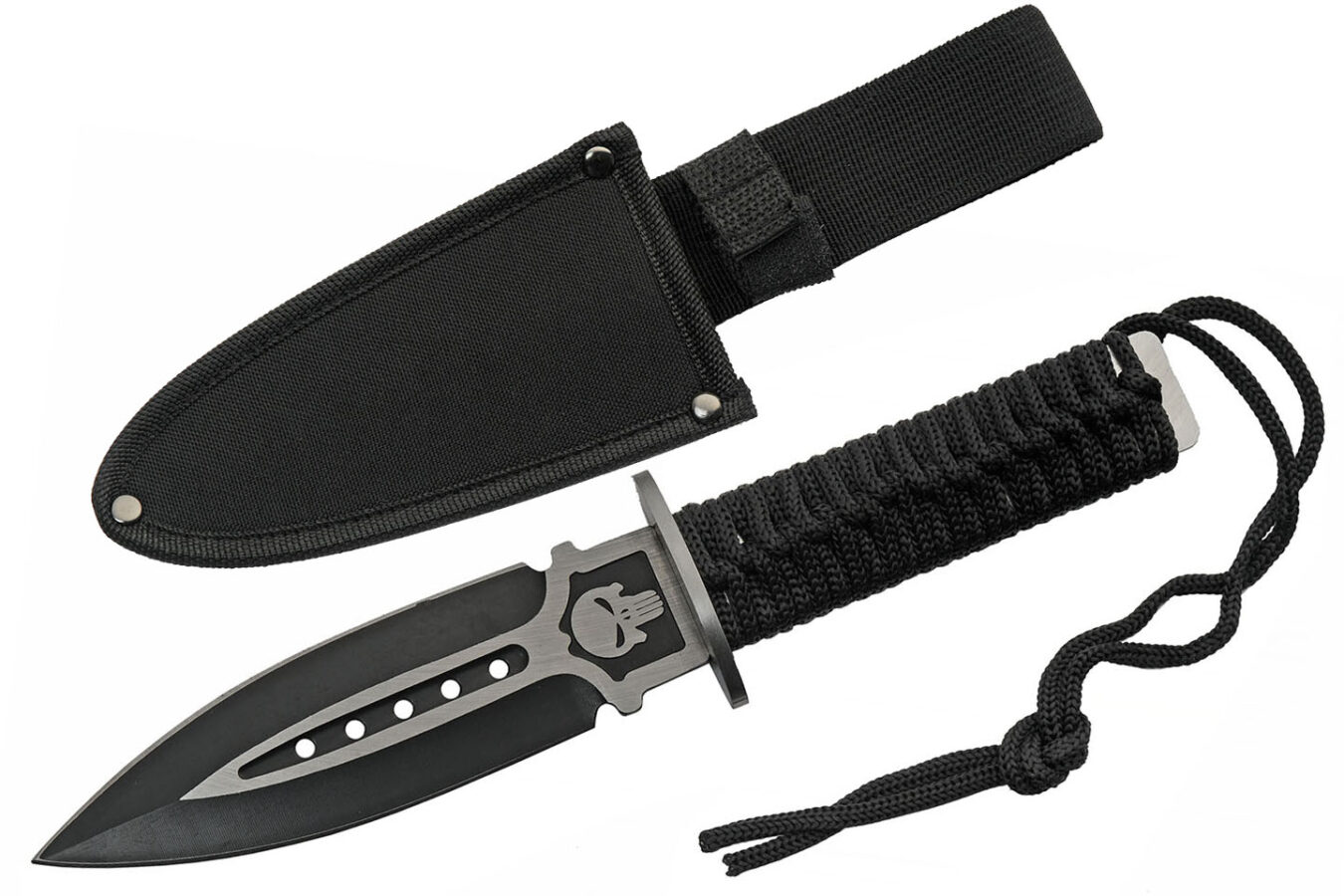 Skull Double Edge Stainless Steel Blade | Cord Wrapped Handle 9.5 inch ...