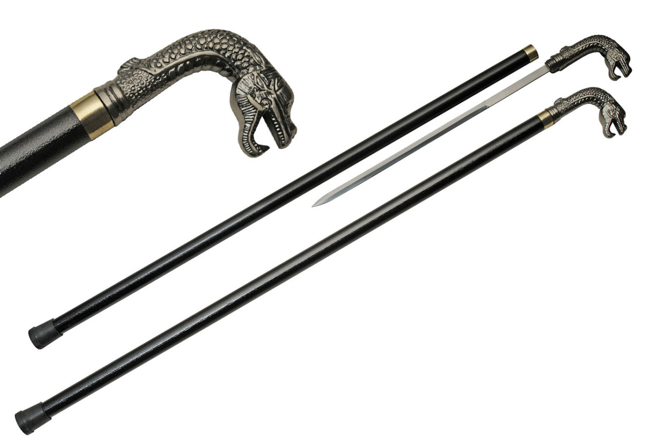 38″ Dragon Head Sword Cane Stainless Steel Blade Metal Handle