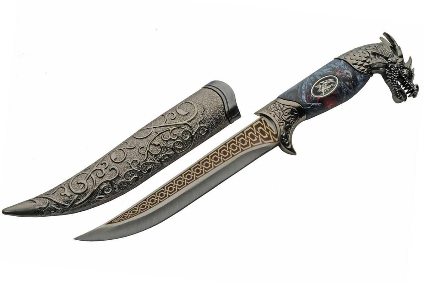 Roaring Dragon Stainless Steel Blade ABS Handle 11 inch Dagger Hunting ...