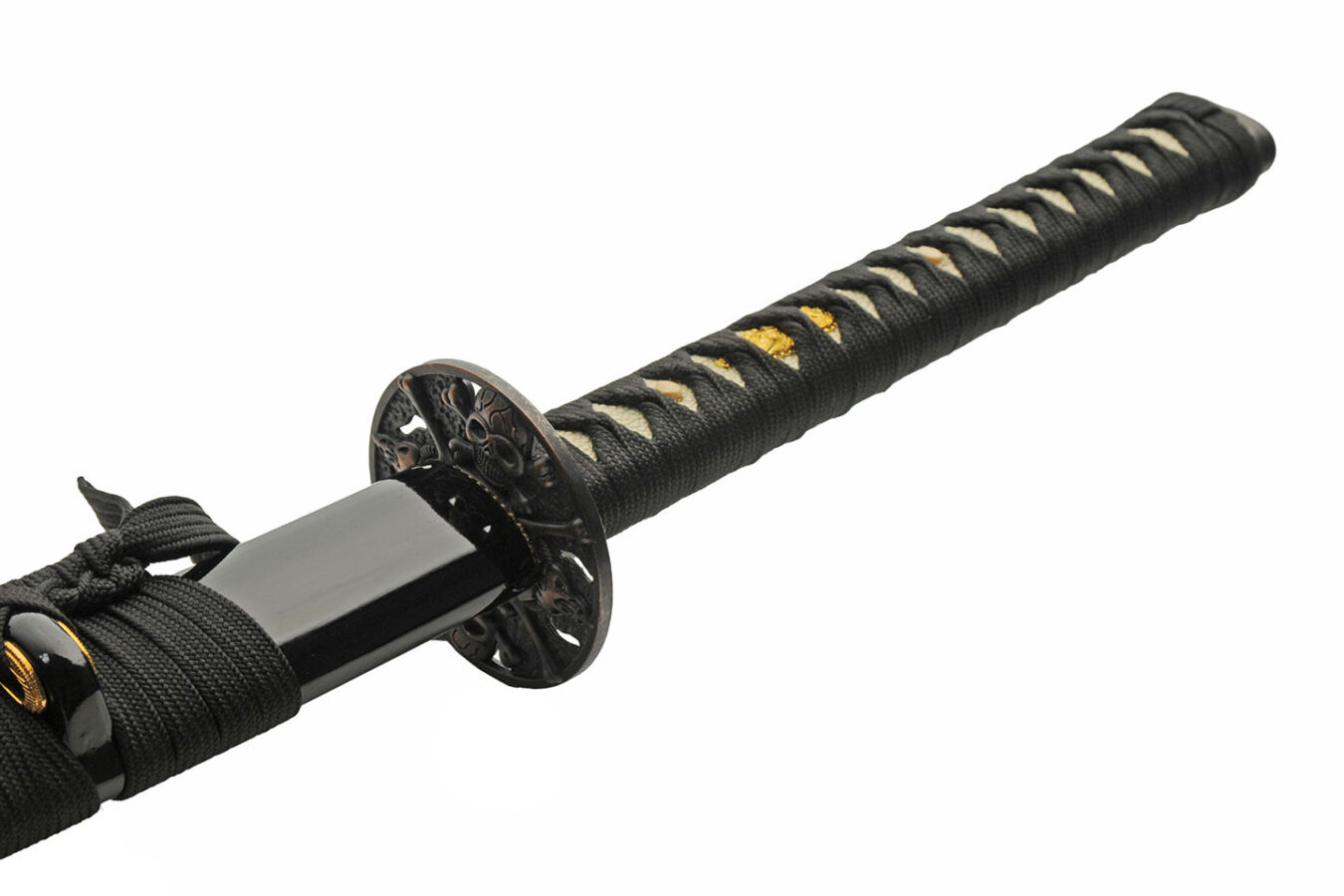 Skull Tattoo Carbon Steel Blade | Cord Wrapped Handle 41 inch Katana Sword