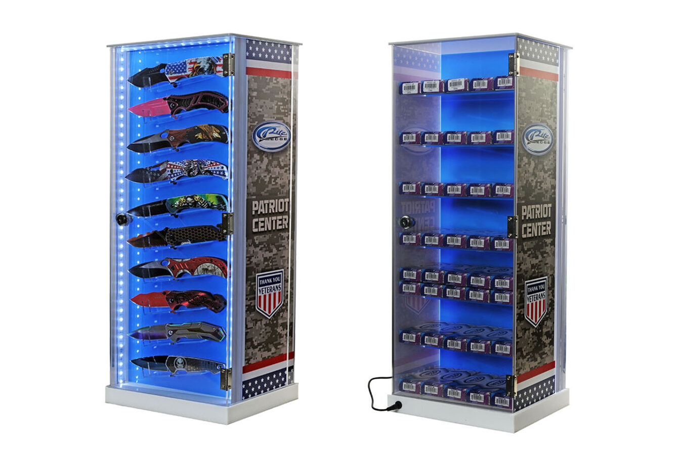 10 Piece Folding Knife Led Rotating Case Acrylic Showcase Tower Display ...