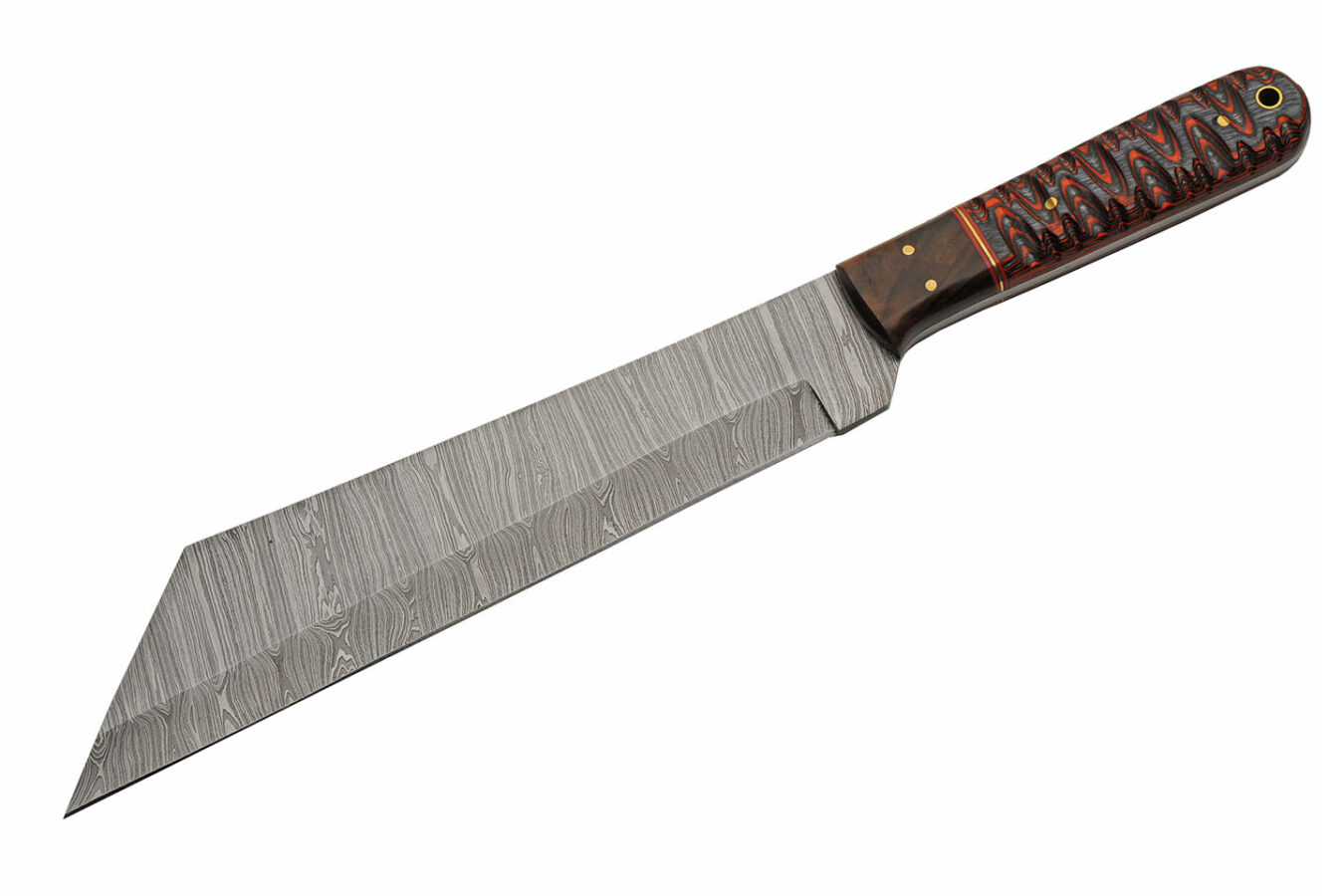 Seax Red Damascus Steel Blade | Grooved Wood Handle 13.75 inch Edc ...