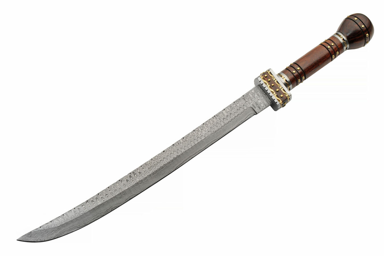 Fancy Guard Sword 21.75″ Damascus Steel Blade Wooden Handle
