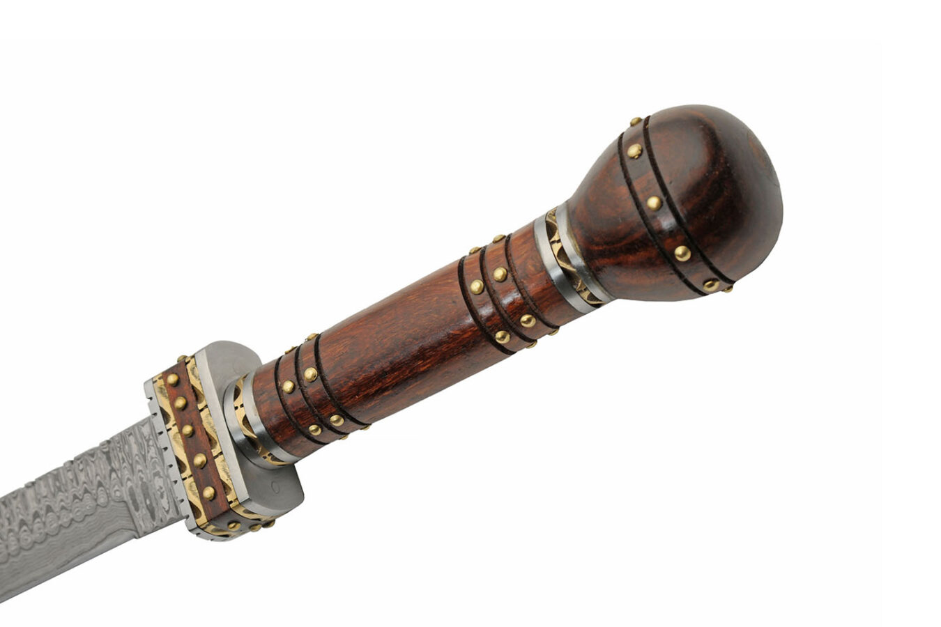 Fancy Guard Sword 21.75″ Damascus Steel Blade Wooden Handle