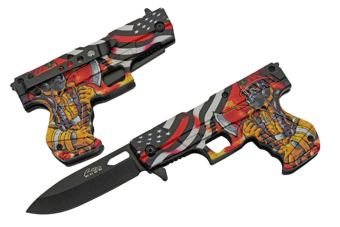 Fire Fighter Gun Liner Lock 7.75″ Stainless Steel Blade Abs Handle