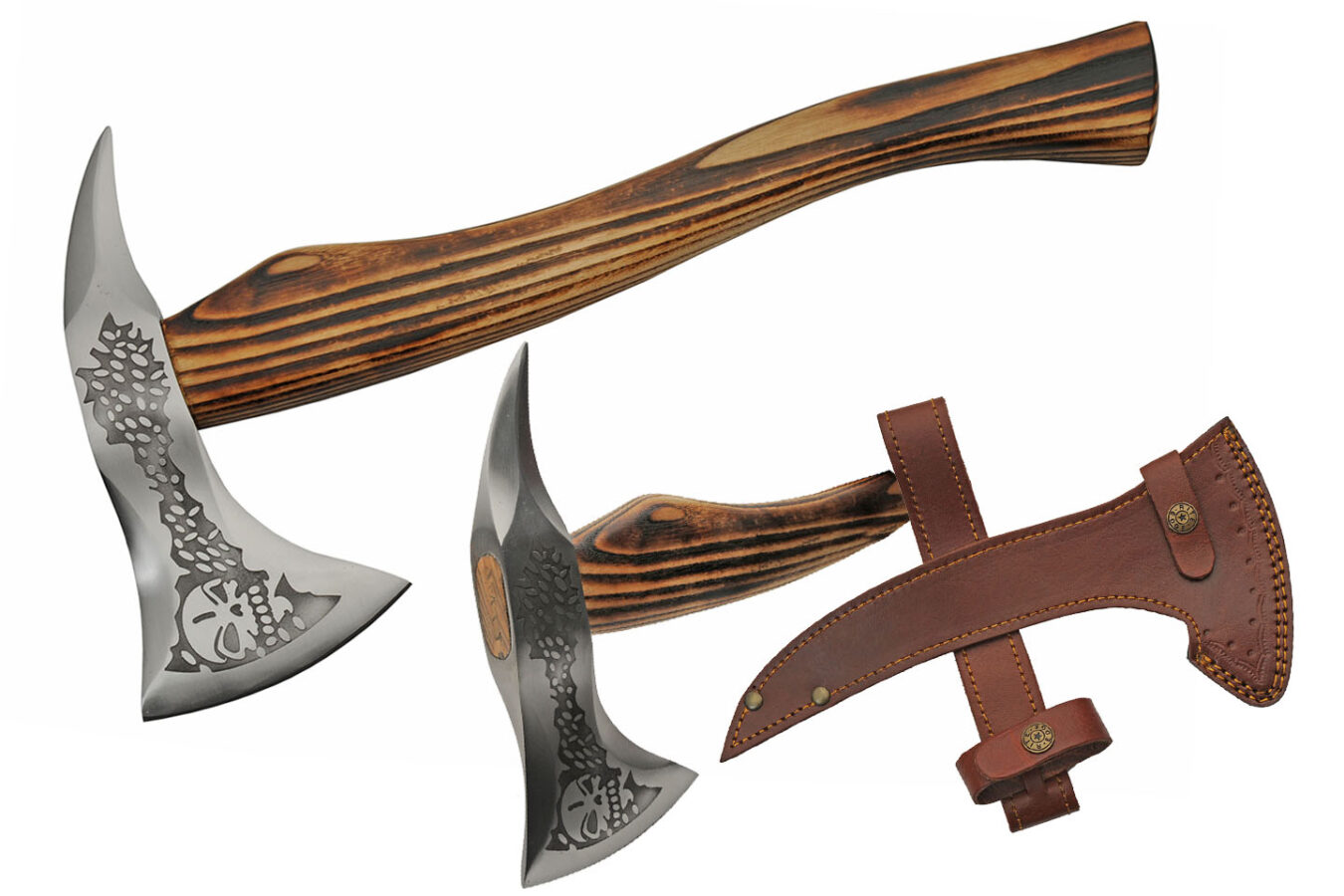 Skull Grinder Axe 18.5″ Stainless Steel Blade Wooden Handle