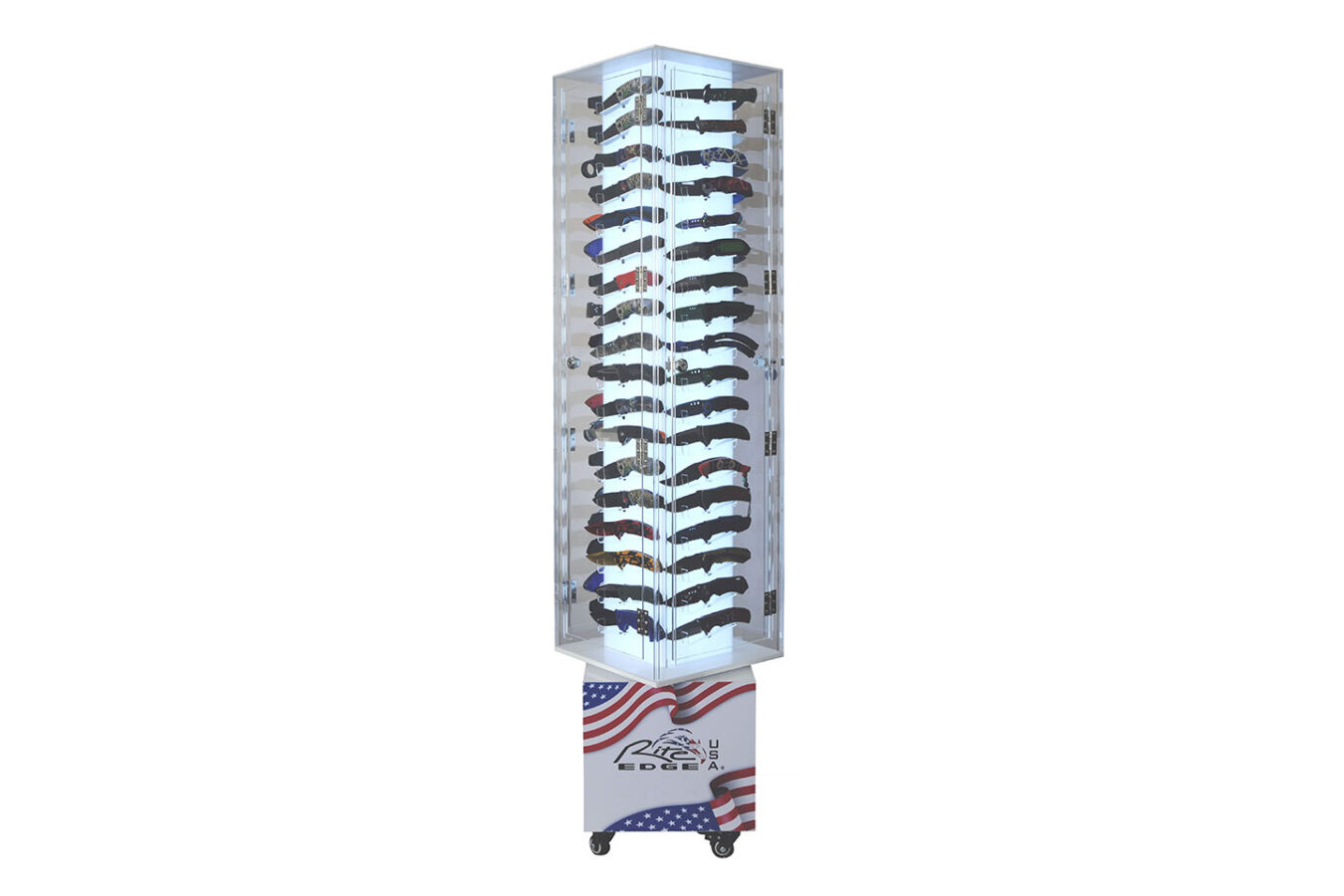 Rotating Knife Display Case 72 Piece Acrylic Display Tower